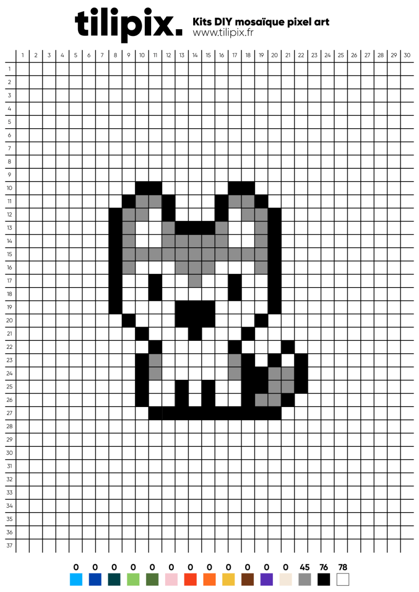 Pixel Art Loup • Modèle gratuit à imprimer – Tilipix